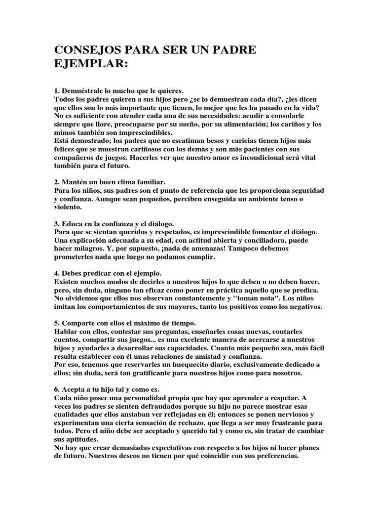 Consejos para Ser Un Padre Ejemplar | PDF