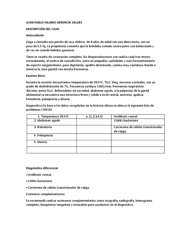 Urolitiasis en perrita Shihtzu: Diagnóstico y Tratamiento | PDF ...
