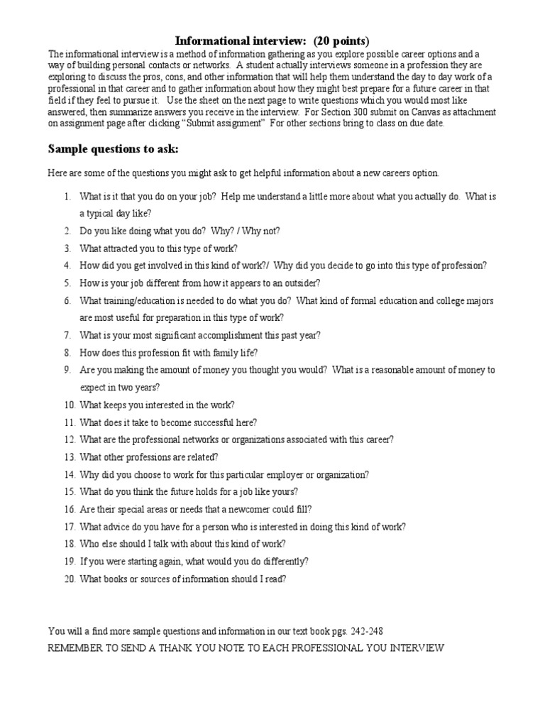 Informational Interview Questions | PDF
