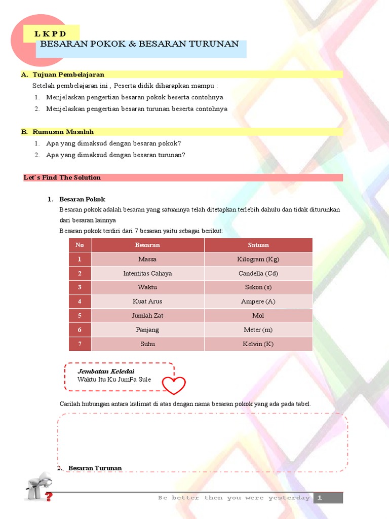 LKPD Ii Besaran Pokok & Turunan | PDF