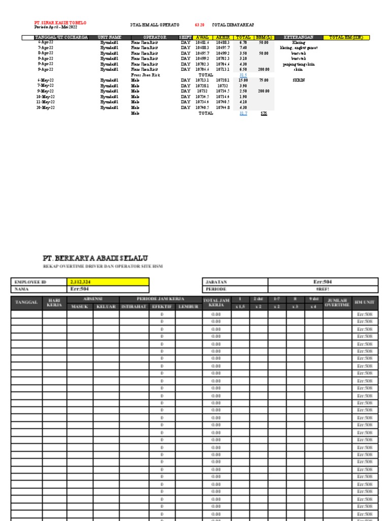 Exca Operator Form | PDF