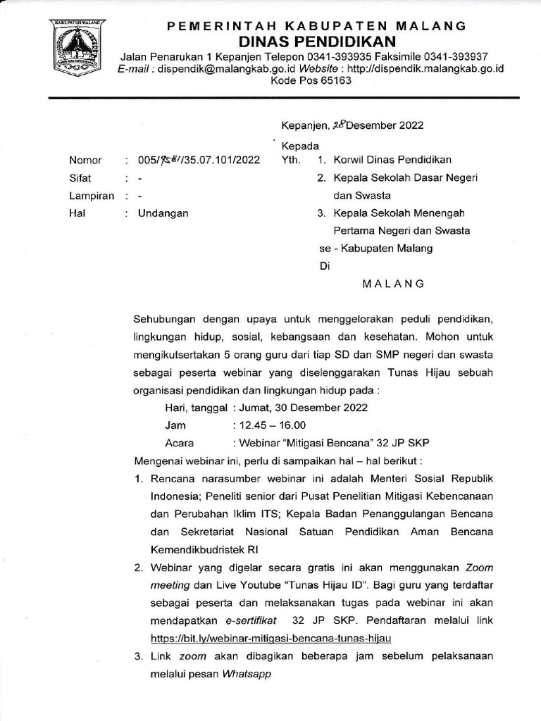 Undangan Webinar Mitigasi Bencana | PDF Undangan Webinar Mitigasi Bencana | PDF
