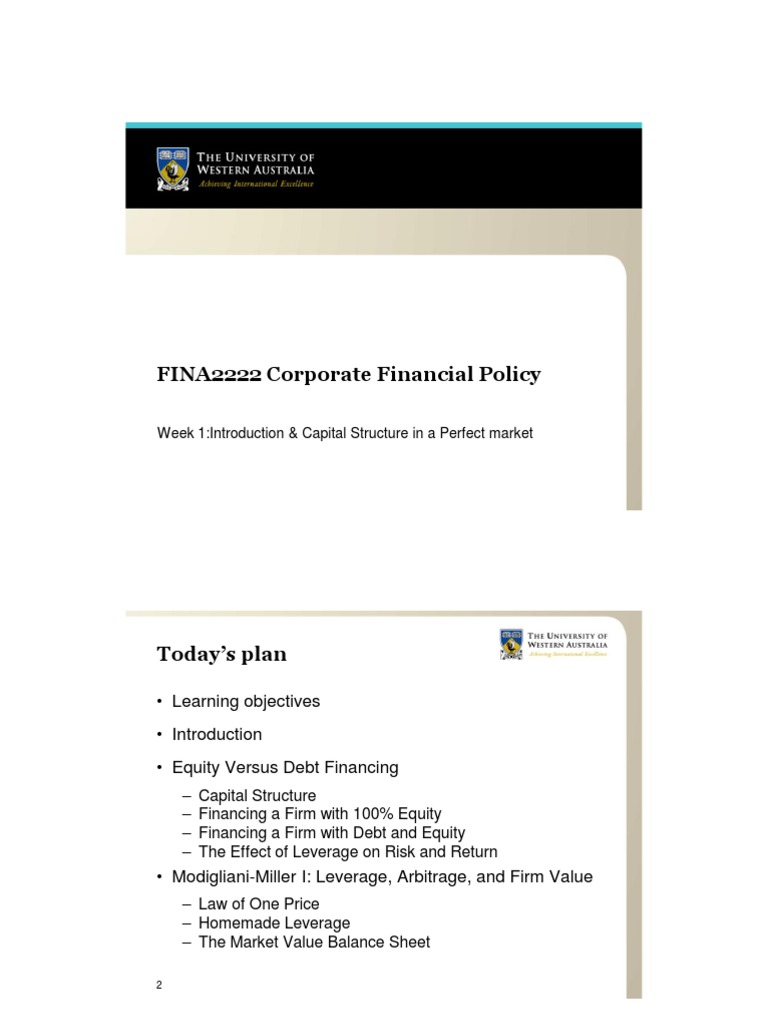 Corporate Finance: Capital Structure Basics | PDF | Capital Structure ...