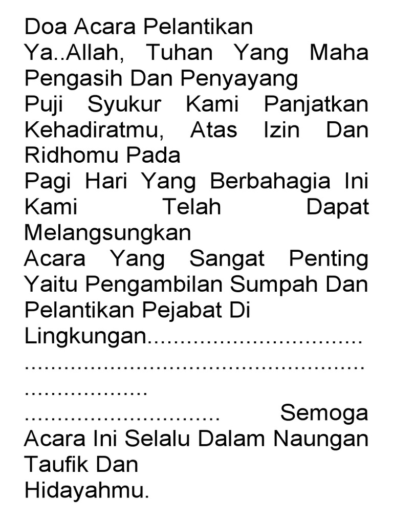 Doa Kegiatan Mini Lokakarya Puskesmas | PDF