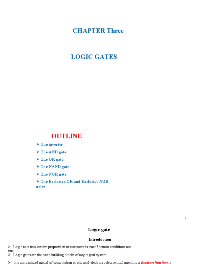 DLD Chapter 3 | Download Free PDF | Logic Gate | Electronic Circuits