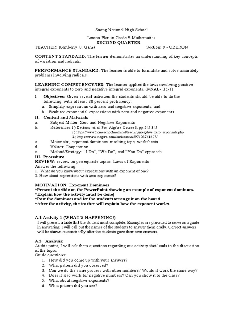 Lesson Plan For Third Quarter - RPMS | Download Free PDF ...
