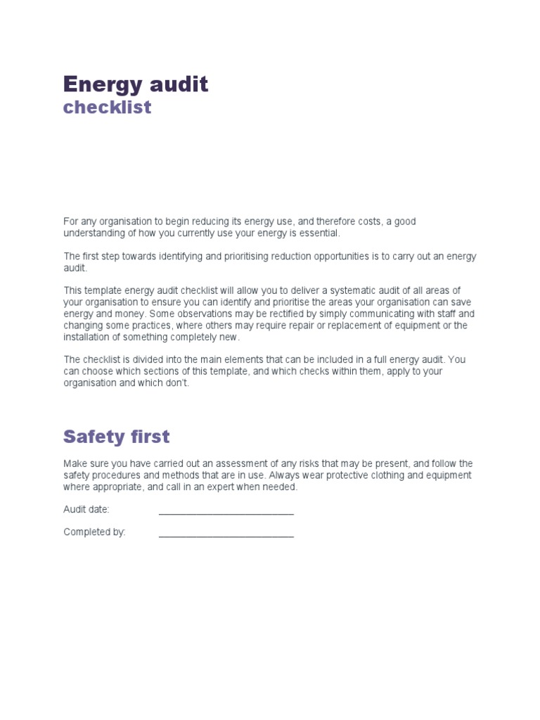 Energy Audit: Checklist | PDF