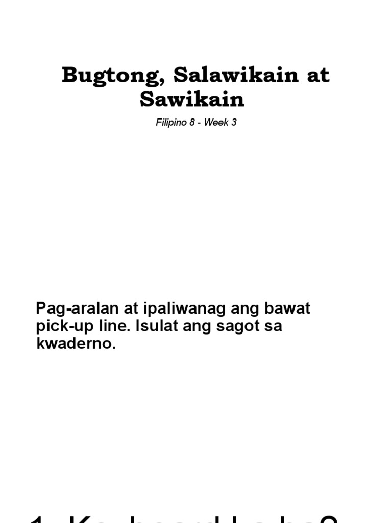 Filipino 8 - Bugtong, Sawiakin, at Salawikain | PDF
