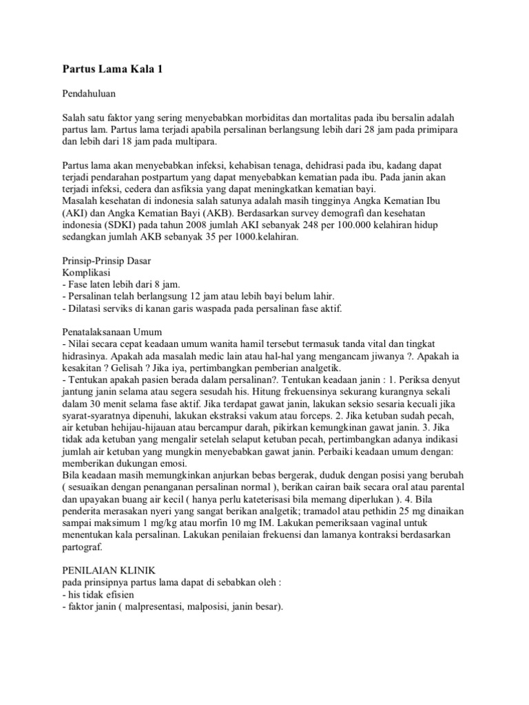 Partus Lama Kala 1 | PDF