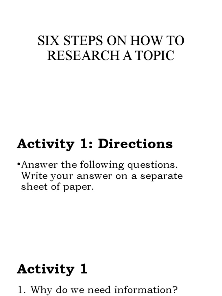 Eng Week 3 q2 - Six Steps On How To Research A Topic | PDF | Cognitive Science | Cognition