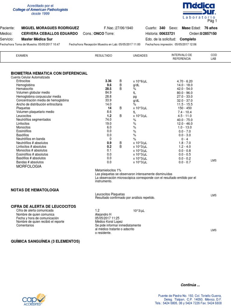 Biometria Hematica Con Diferencial | PDF | Sangre | Medicina CLINICA