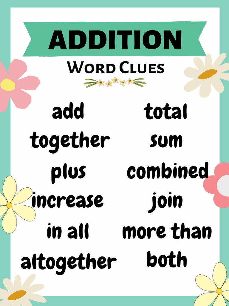Addition Word Clues | PDF