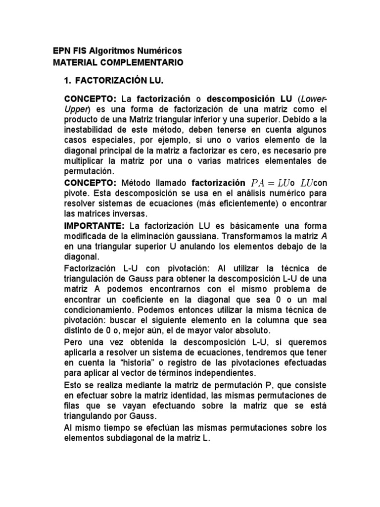 EPN FIS Algoritmos Numéricos | PDF | Análisis matemático | Desarrollo ...