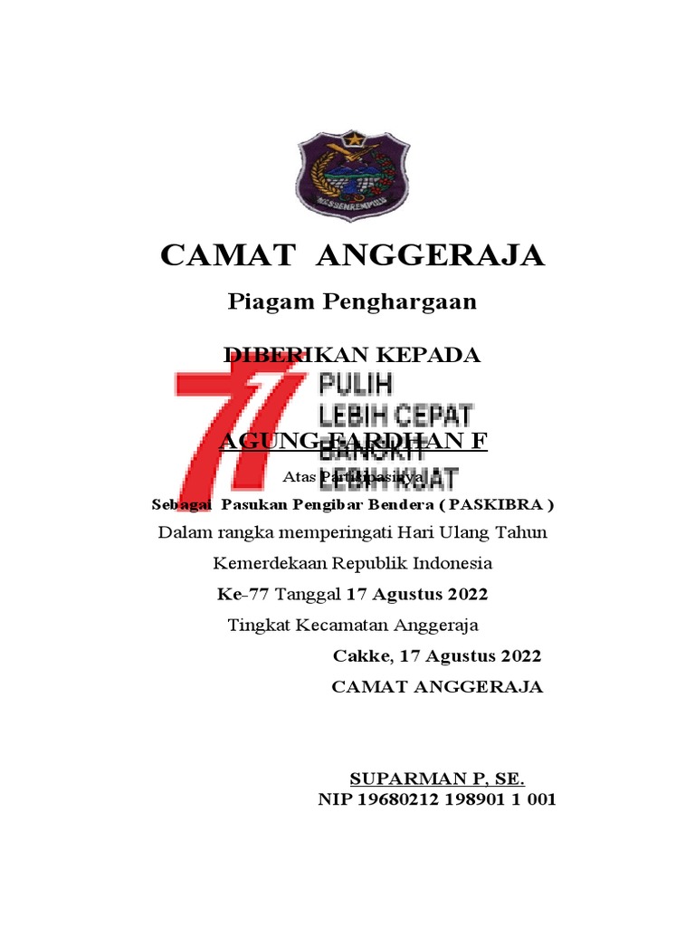 Piagam Paskibra 2022 | PDF