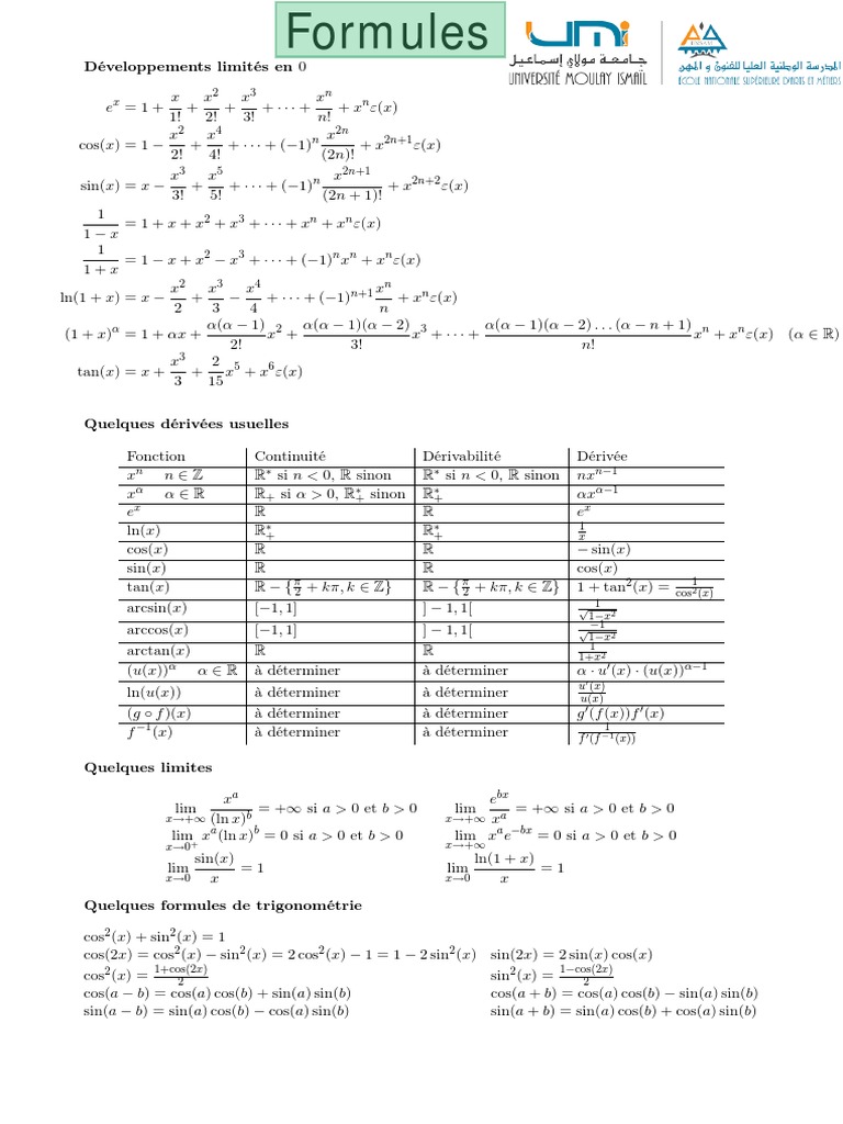 Formules Mathématiques Avancées | PDF