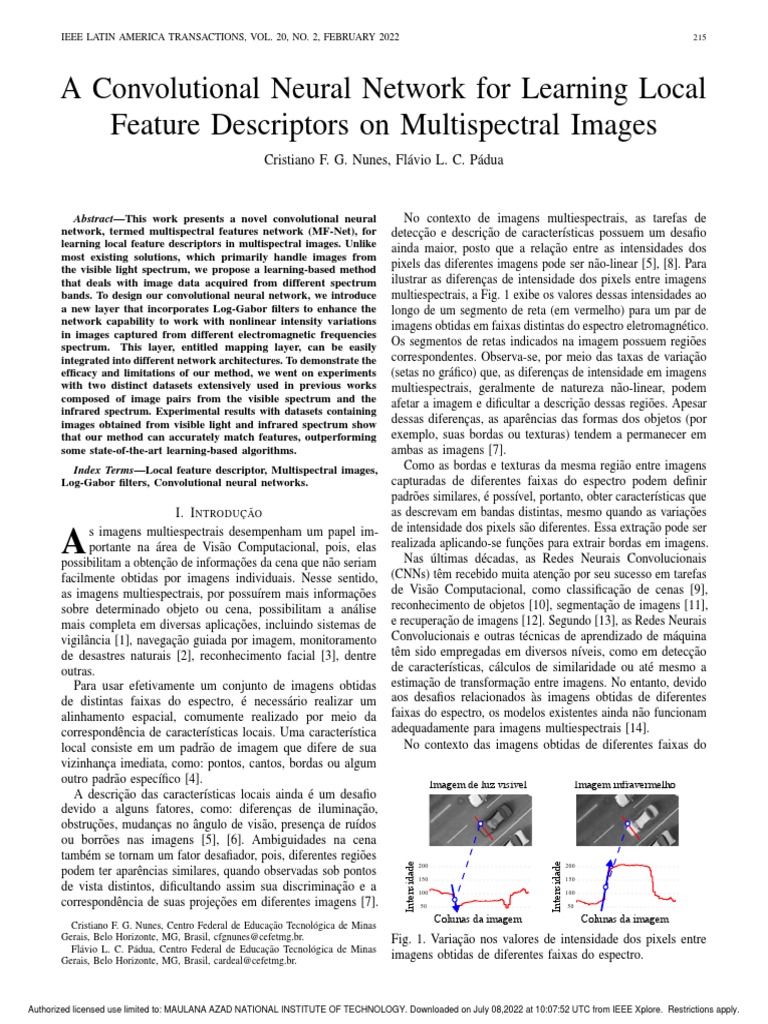 A Convolutional Neural Network For Learning Local Feature Descriptors On Multispectral Images ...