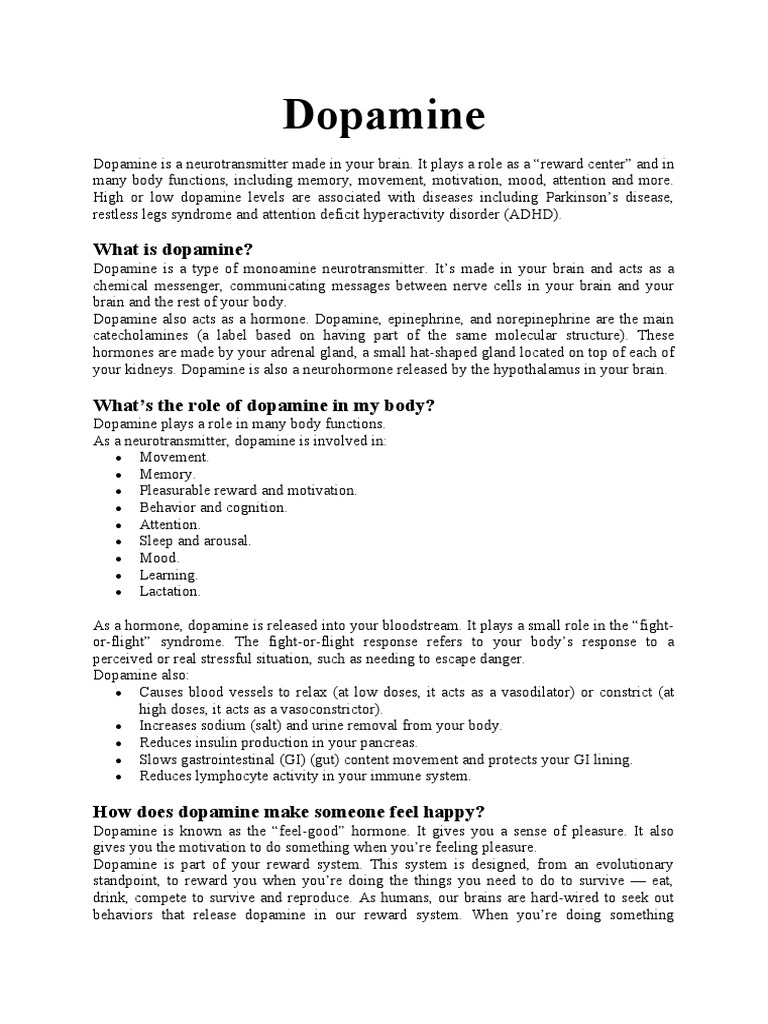 Dopamine | PDF | Dopamine | Neurotransmitter