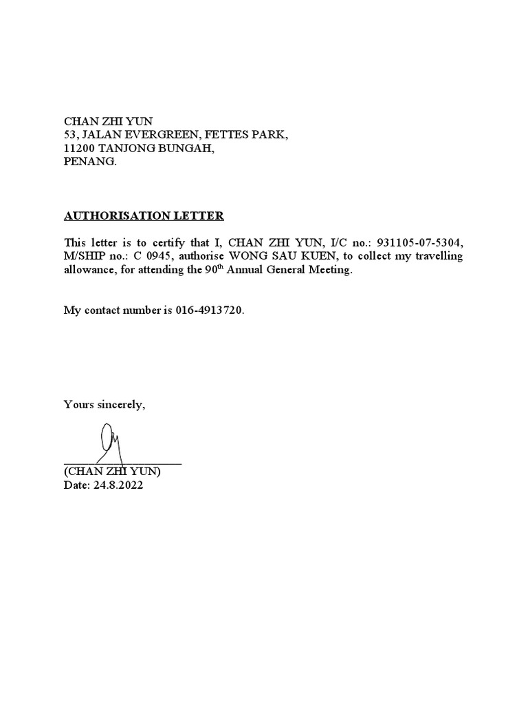 Authorise Letter | PDF
