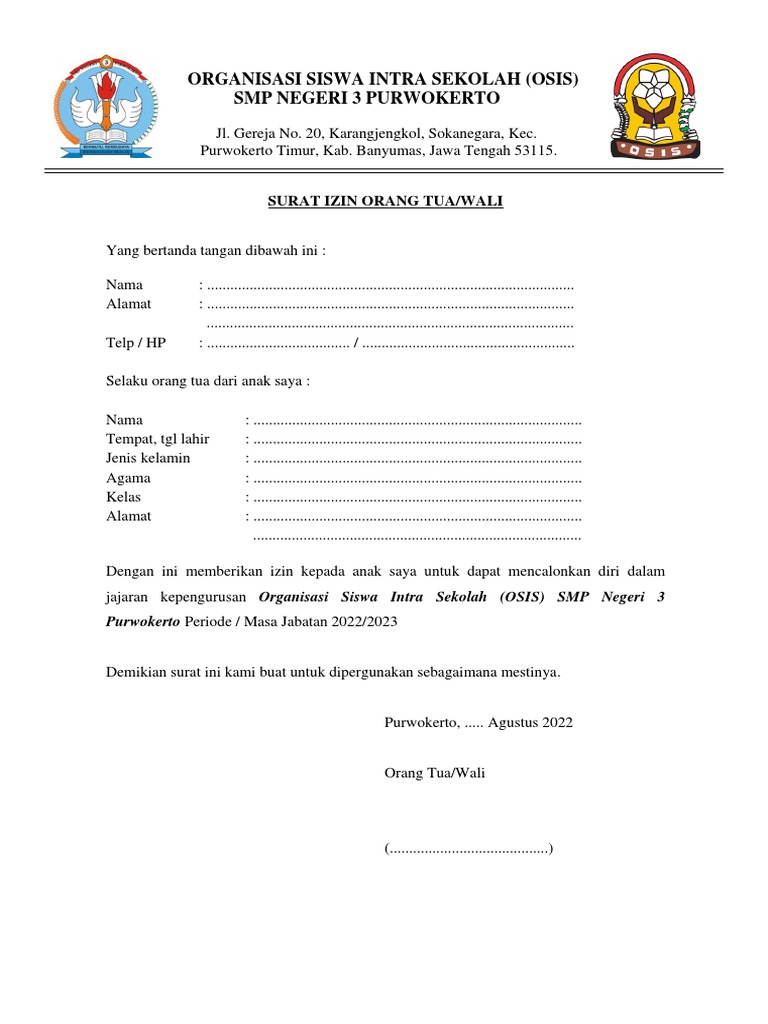 Surat Pernyataan Osis | PDF