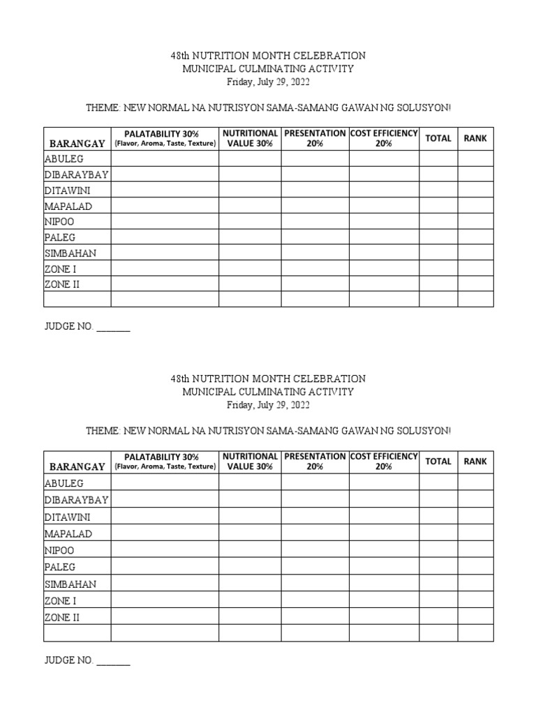 Criteria For Judging | PDF