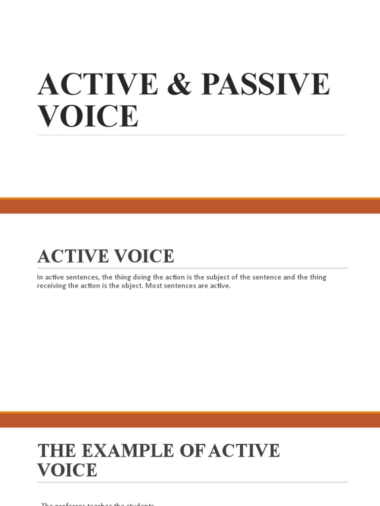 Active & Passive Voice | PDF | Grammar | Linguistics