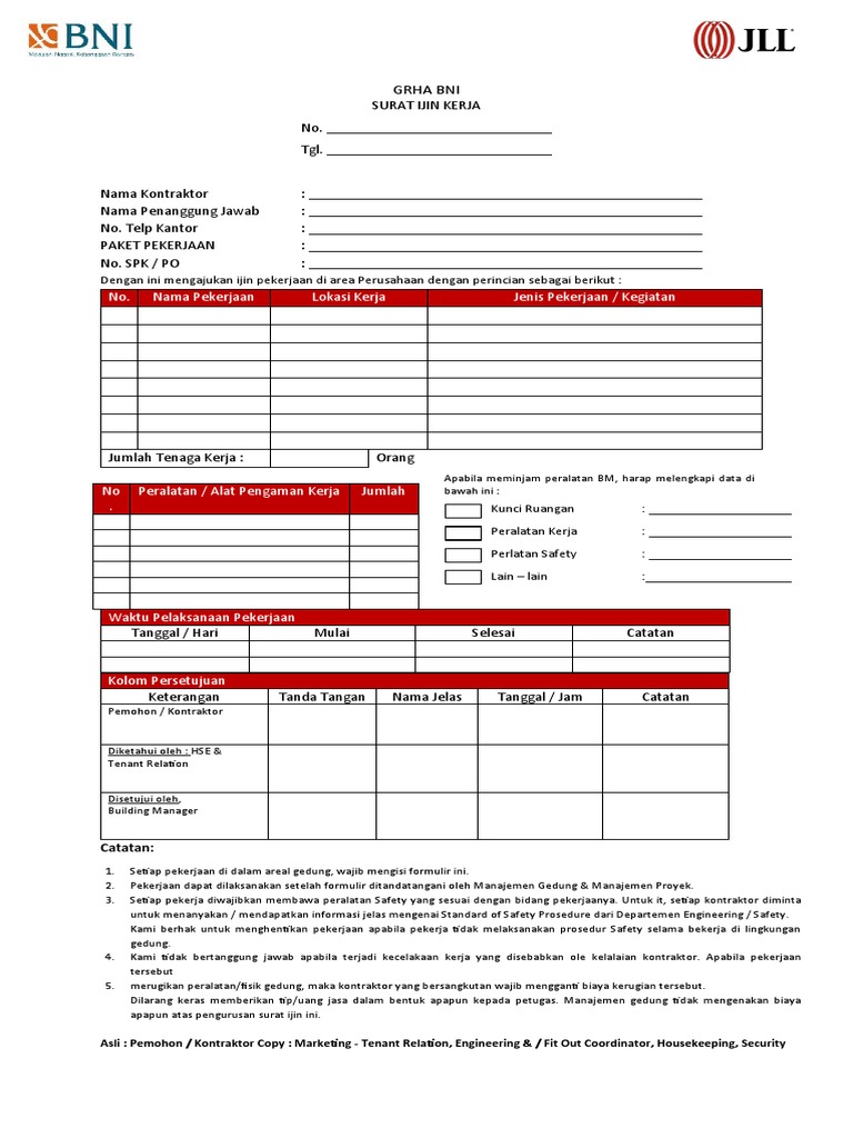 Surat Ijin Kerja Gedung | PDF
