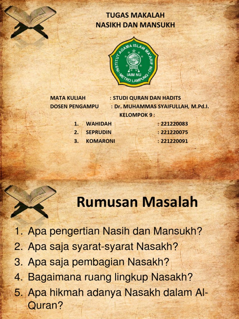 Nasikh Dan Mansukh Studi Quran Dan Hadits | PDF