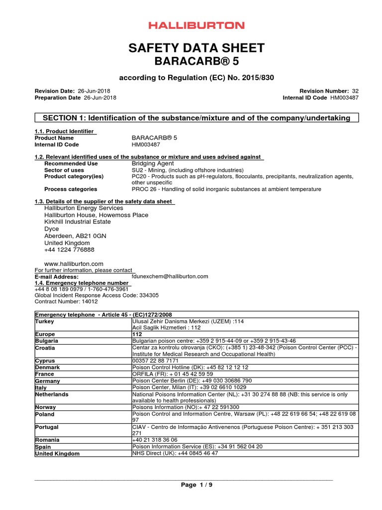 Baracarb® 5 | PDF | Dangerous Goods | Toxicity