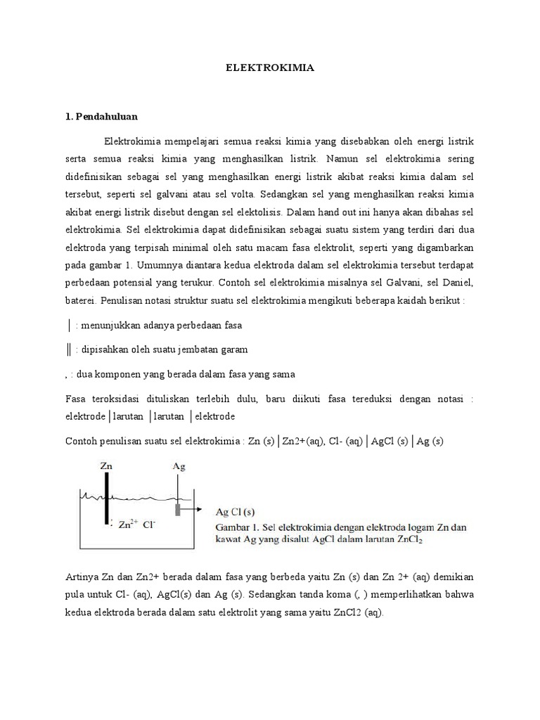 Dasar-Dasar Sel Elektrokimia dan Potensial | PDF