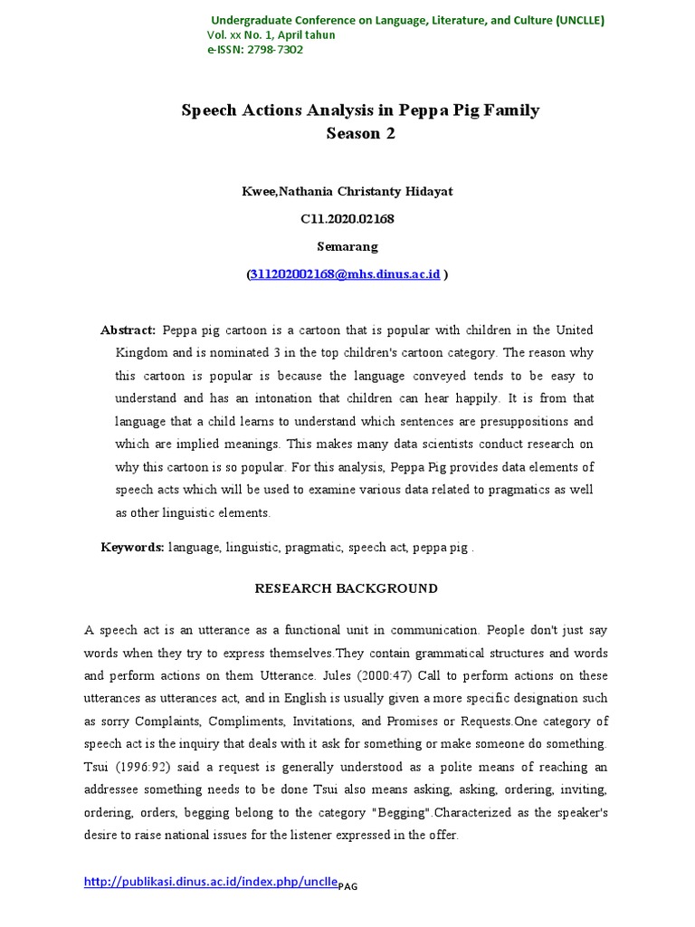 Speech Act Analysis in Peppa Pig | PDF | Qualitative Research | Linguistics