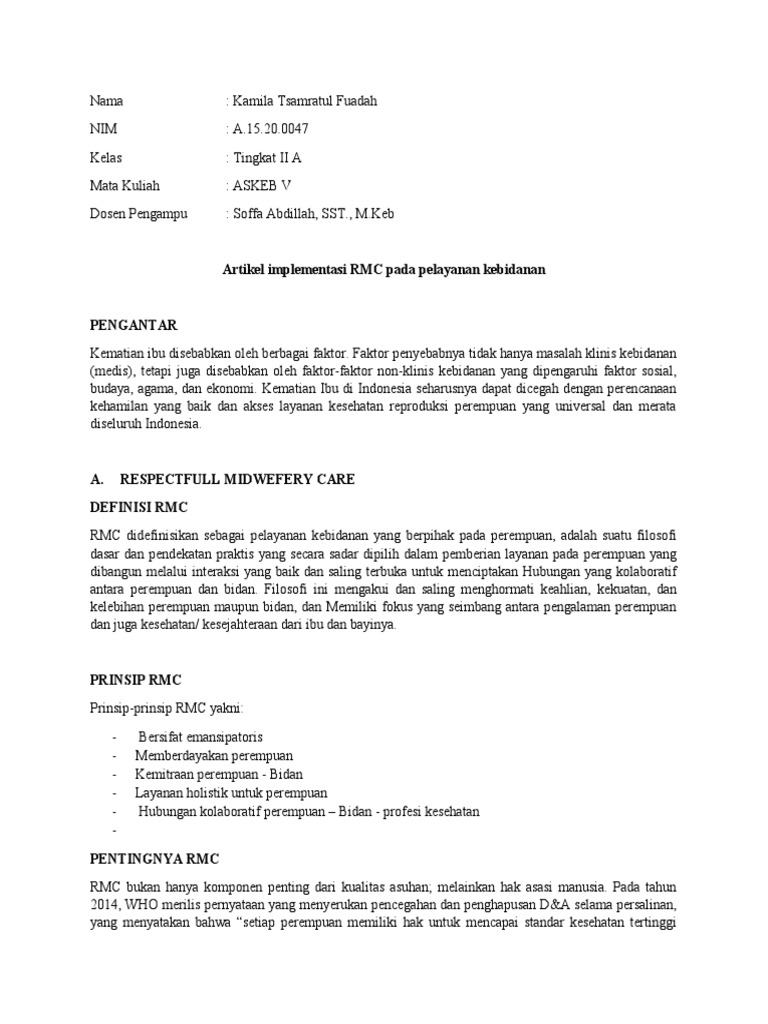 45.KAMILA TSAMRATUL FUADAH - A.15.20.0047 (Artikel) | PDF