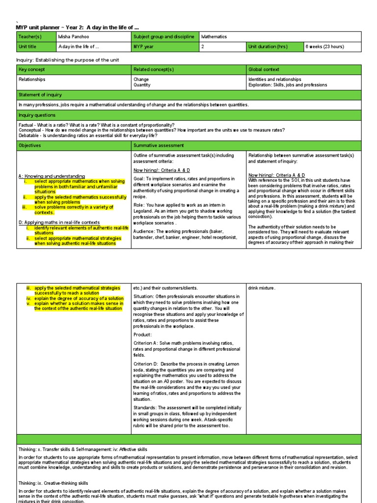 Year 2 MYP Math: Ratios & Professions | PDF | Ratio | Quantity