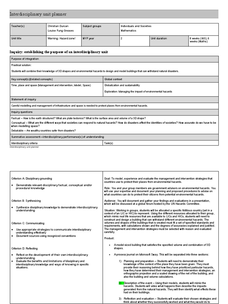 I - S and Maths Grade 7 IDU Unit Planner | PDF | Area | Shape