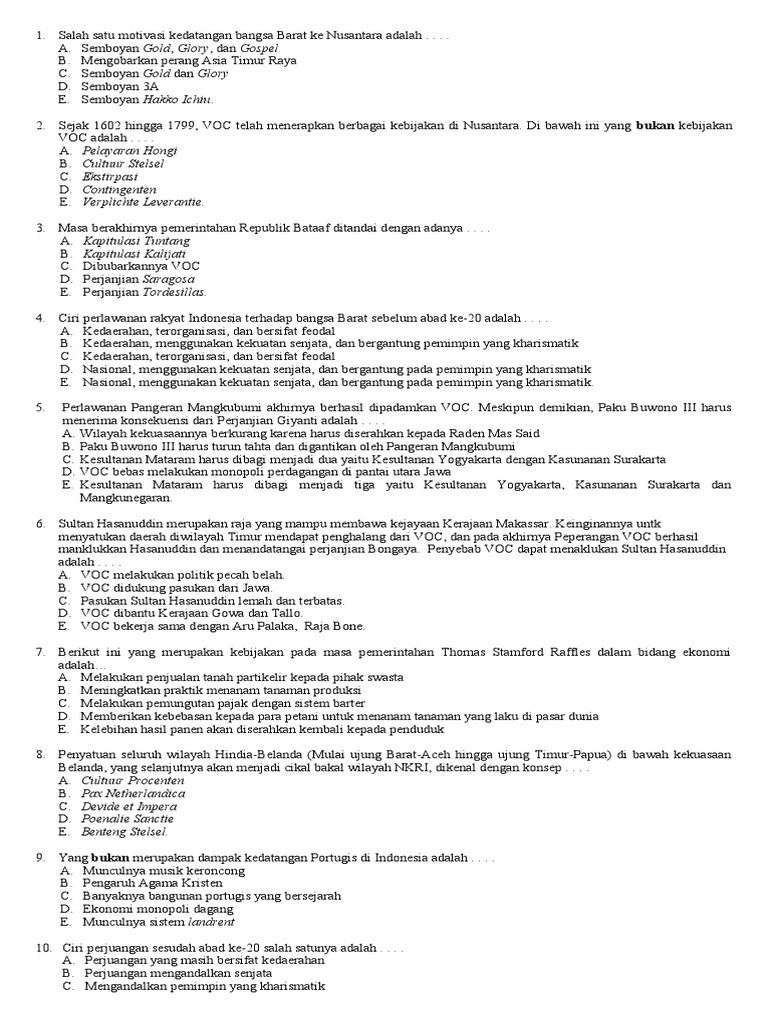 Pat Sejarah Indo Xi Fix | PDF