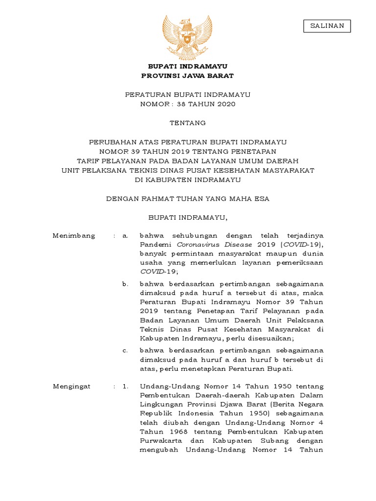 3210-Perubahan Perbup Tarif BLUD Puskesmas | PDF