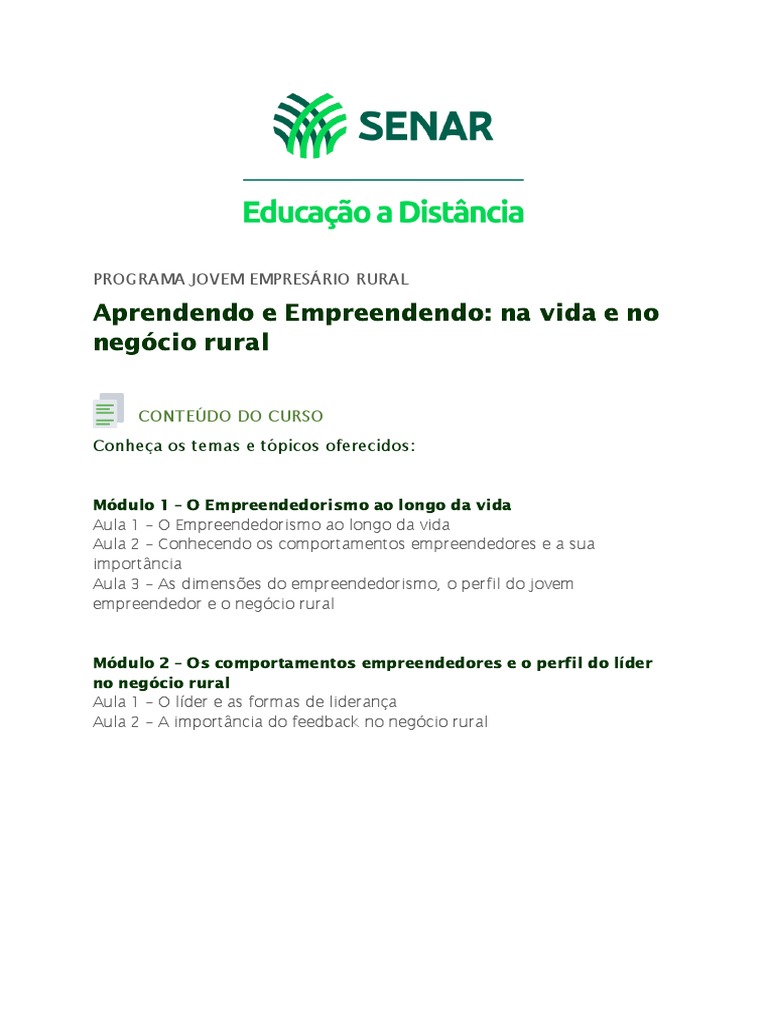 Capacitação para Jovens Rurais | PDF