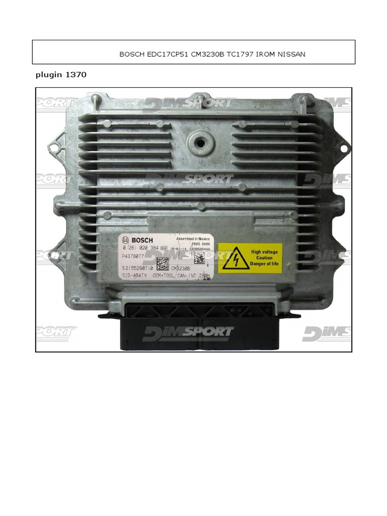 Bosch Edc17cp51 cm3230b Irom tc1797 Nissan | PDF