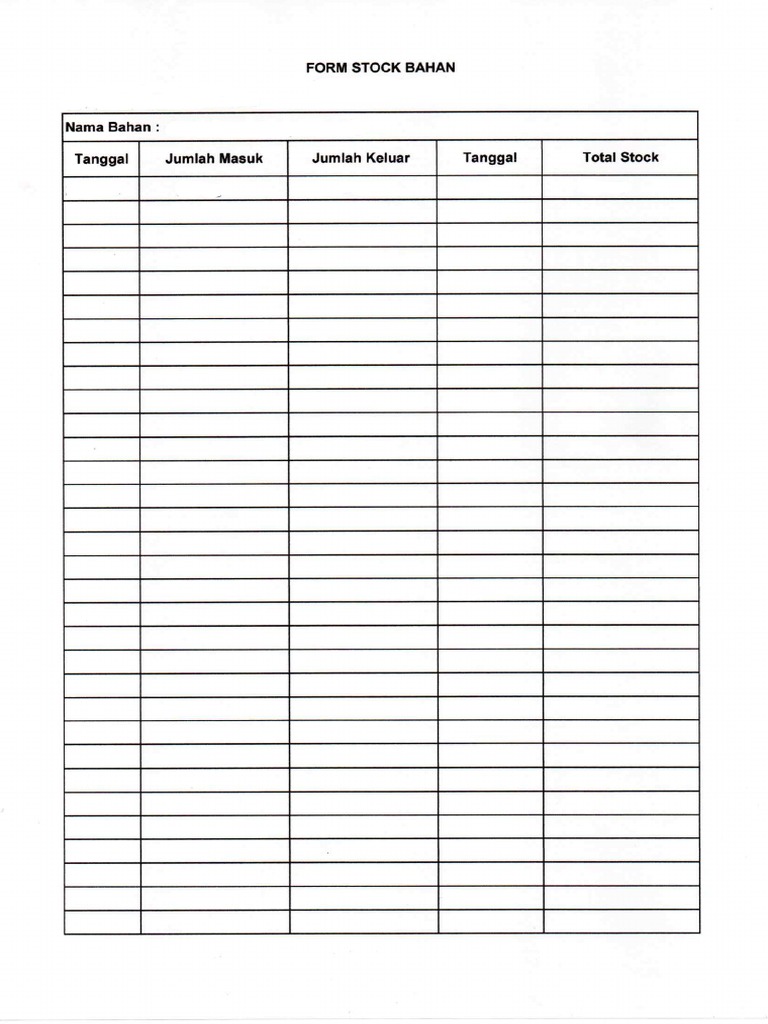 Form Stok Bahan Baku | PDF