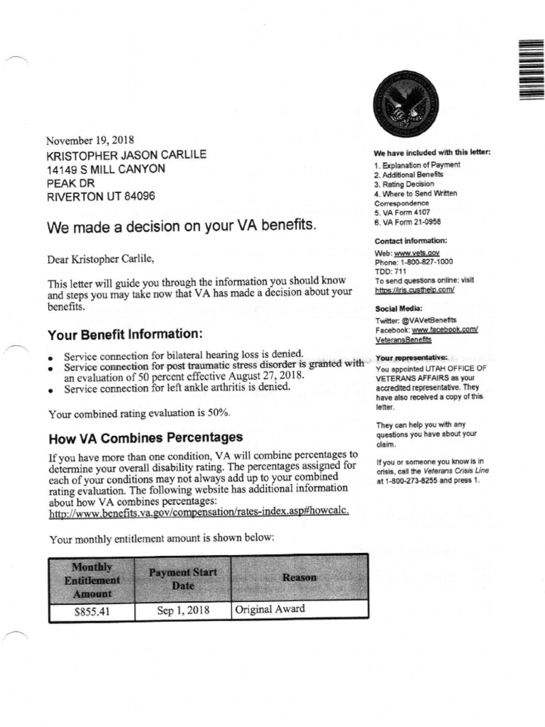 Va Disability Letter | PDF