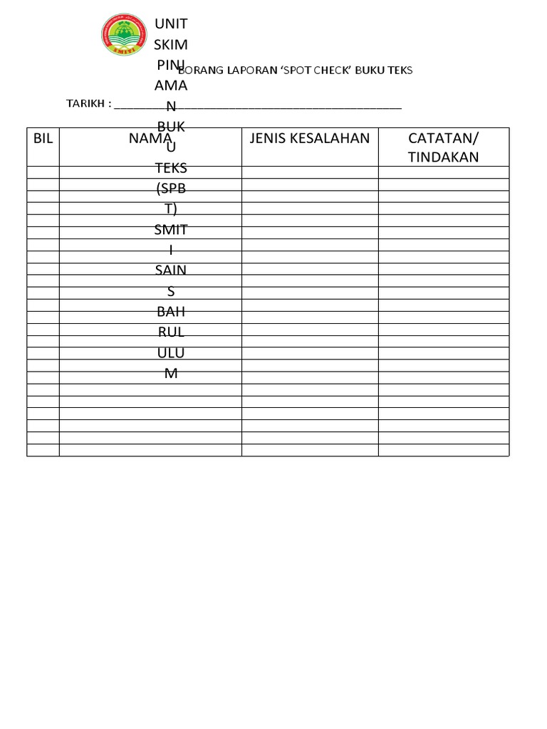 Borang Spot Check SPBT | PDF