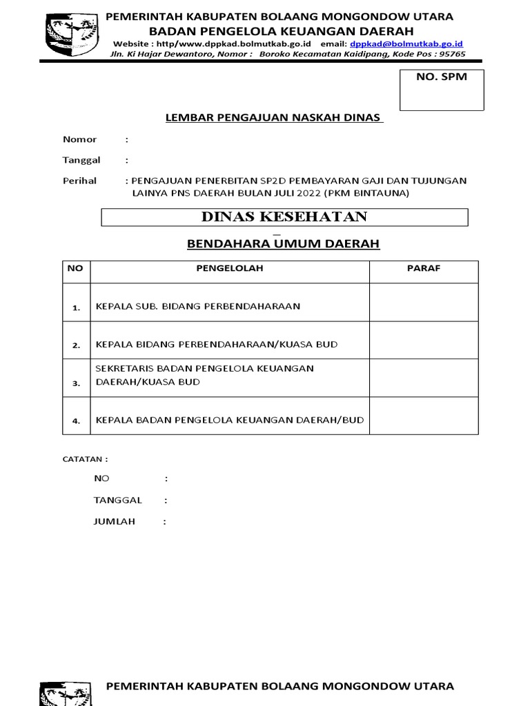 Lembar Pengajuan Naskah Dinas | PDF
