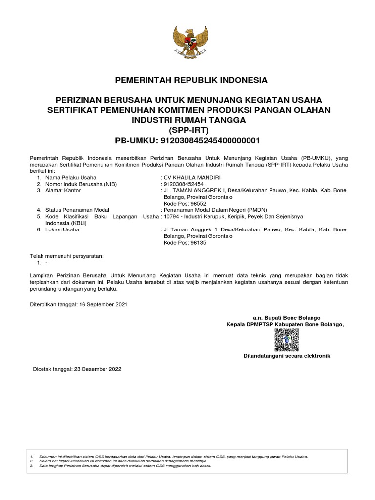 Sppirt Khalila Keripik Pisang Goroho | PDF