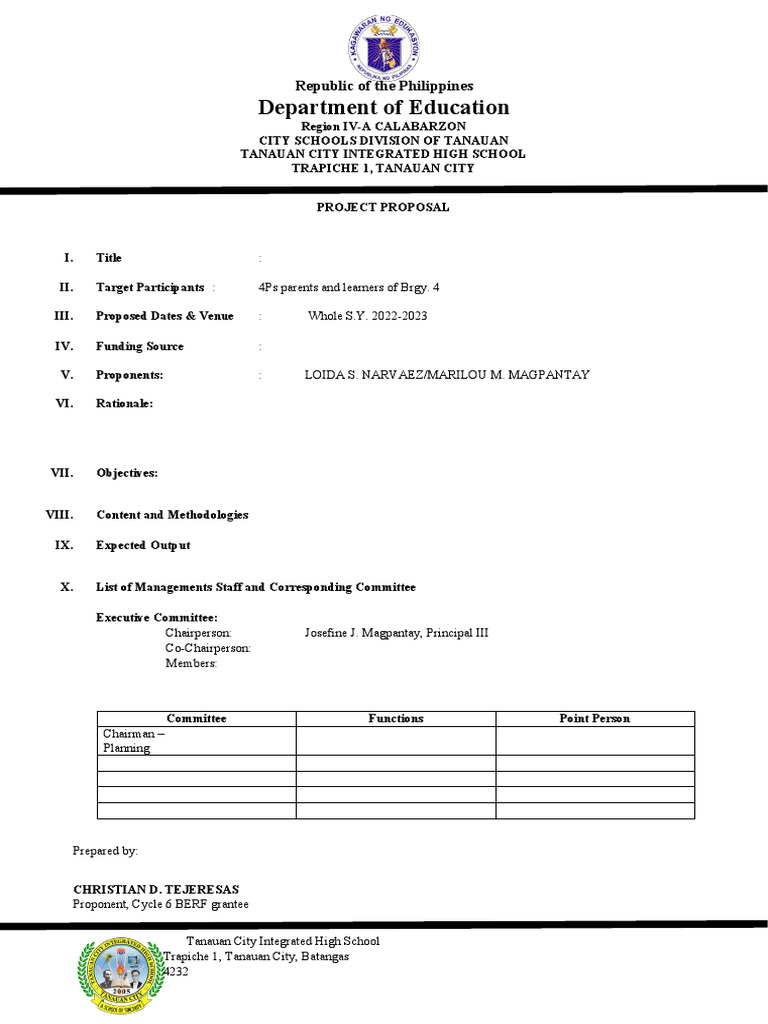 PROJECT PROPOSAL-Brgy 4 | PDF | Government