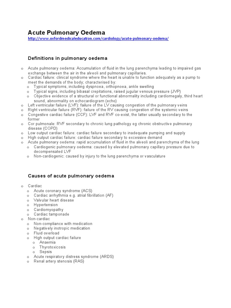 Acute Pulmonary Oedema | PDF | Heart Failure | Heart