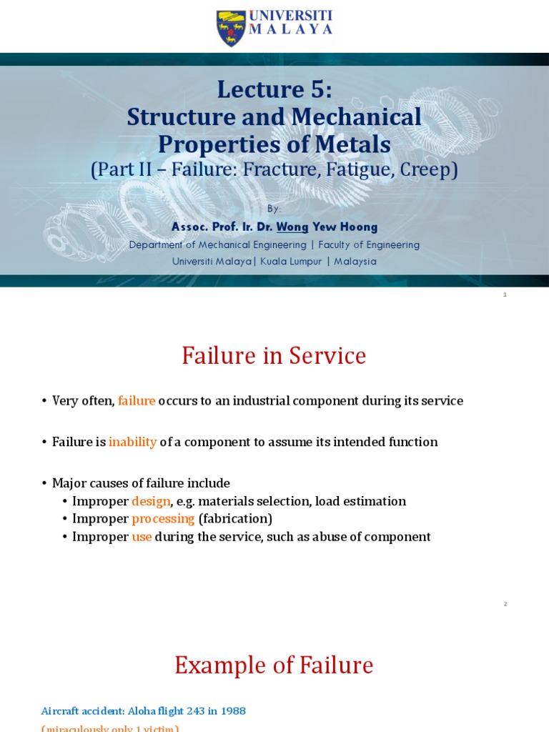 Structure and Mechanical Properties of Metals: (Part II - Failure ...
