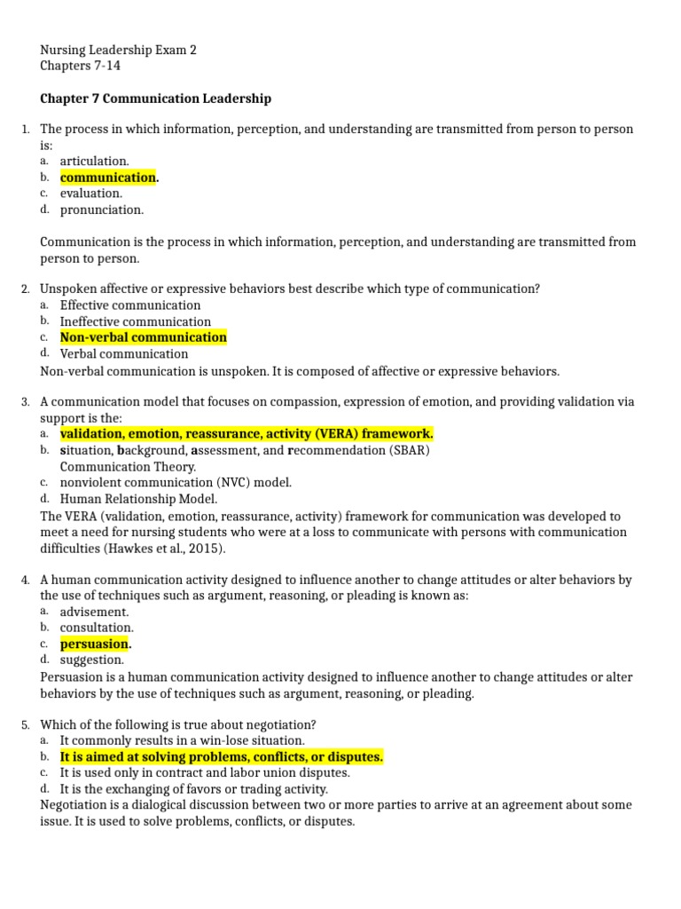 Leadership Exam 2 | PDF | Nursing | Patient Safety