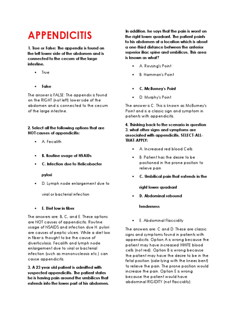 Assessing Signs and Symptoms of Appendicitis: A Case Study | PDF ...