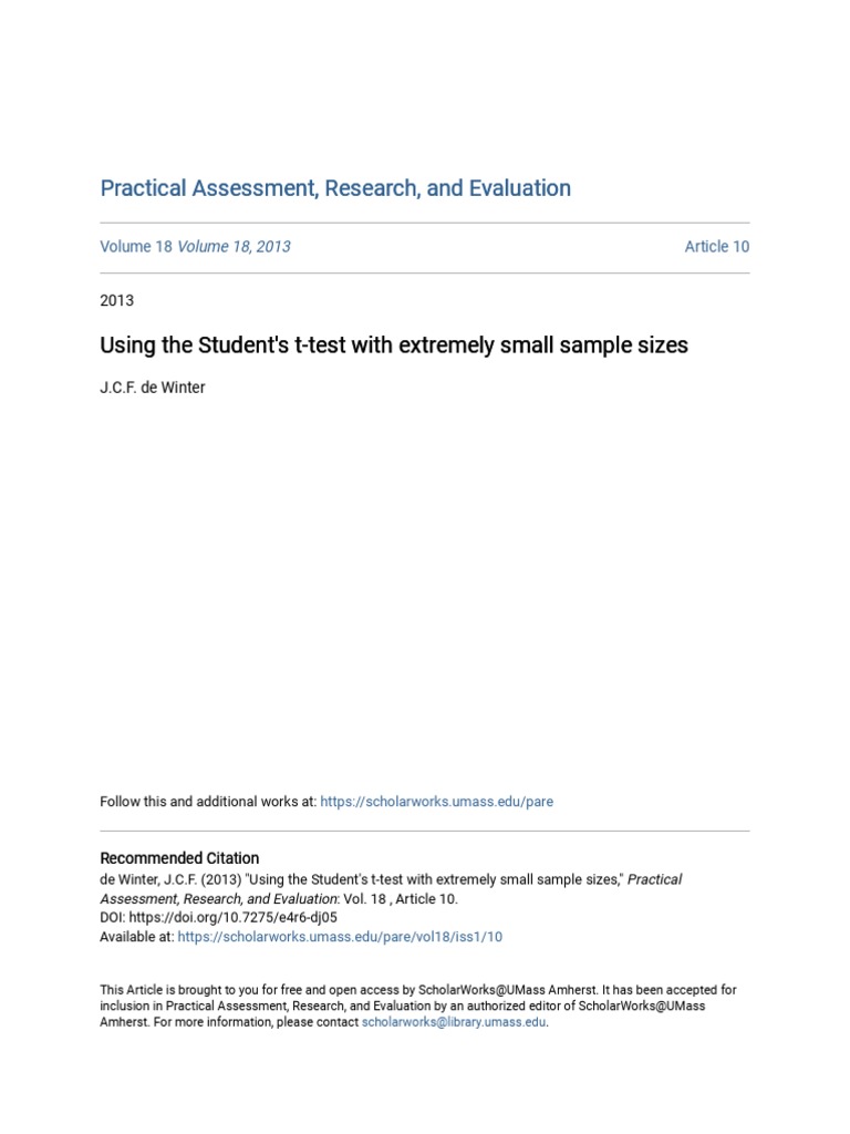 Using The Students T-Test With Extremely Small Sample Sizes | PDF ...