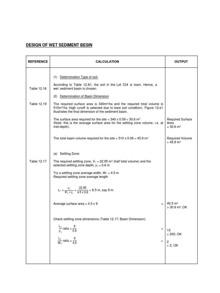 Wet Basin Calculation | PDF | Area | Physical Geography