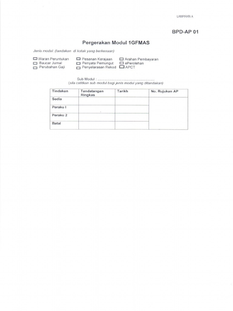 Borang Pergerakan AP IGFMAS | PDF